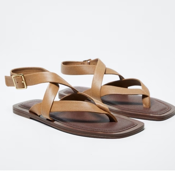 Mango | Shoes | Nwt Mango Leather Wrap Strap Tan Sandals Size 39 Us 859 ...